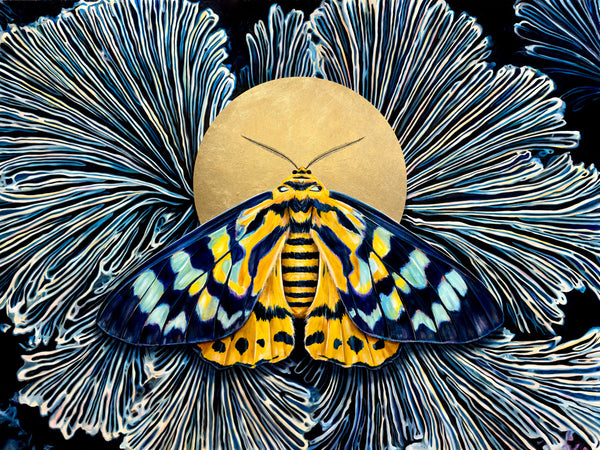 "Above, Below" False Tiger Moth Art Print | Yellow & Blue Moth Art ...